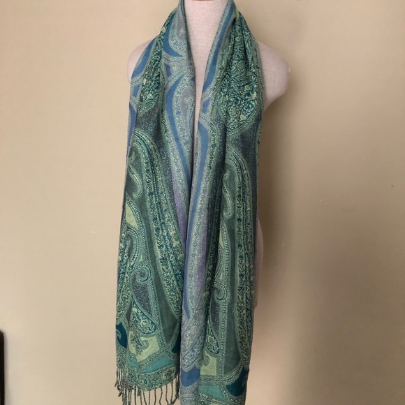 Accessories | Turquoise Scarf With Lavender Accents | Poshmark
